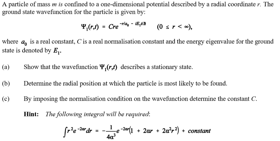Solved A particle of mass m is confined to a one-dimensional | Chegg.com