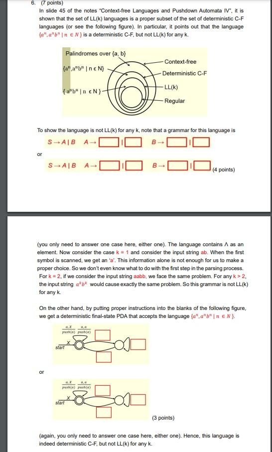 6. (7 points) In slide 45 of the notes "Context-free | Chegg.com