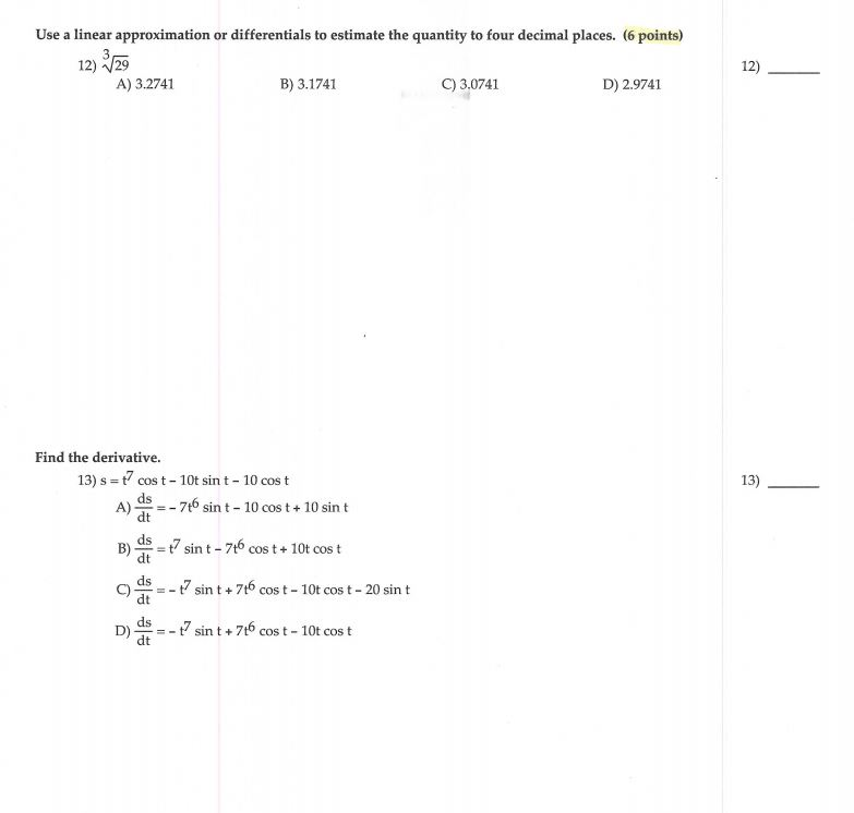 Solved Use a linear approximation or differentials to | Chegg.com