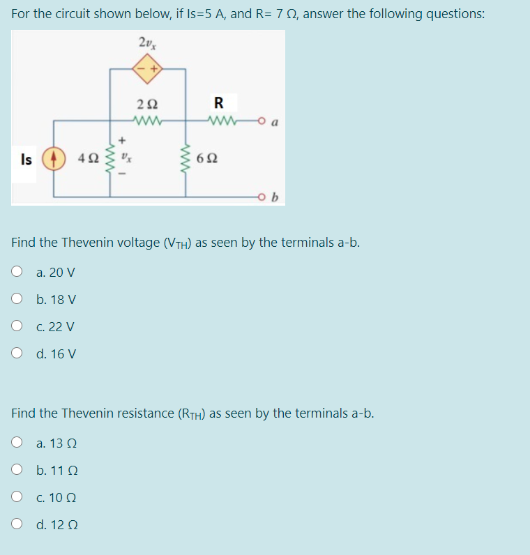 Solved For the circuit shown below, if Is=5 A, and R= 712, | Chegg.com