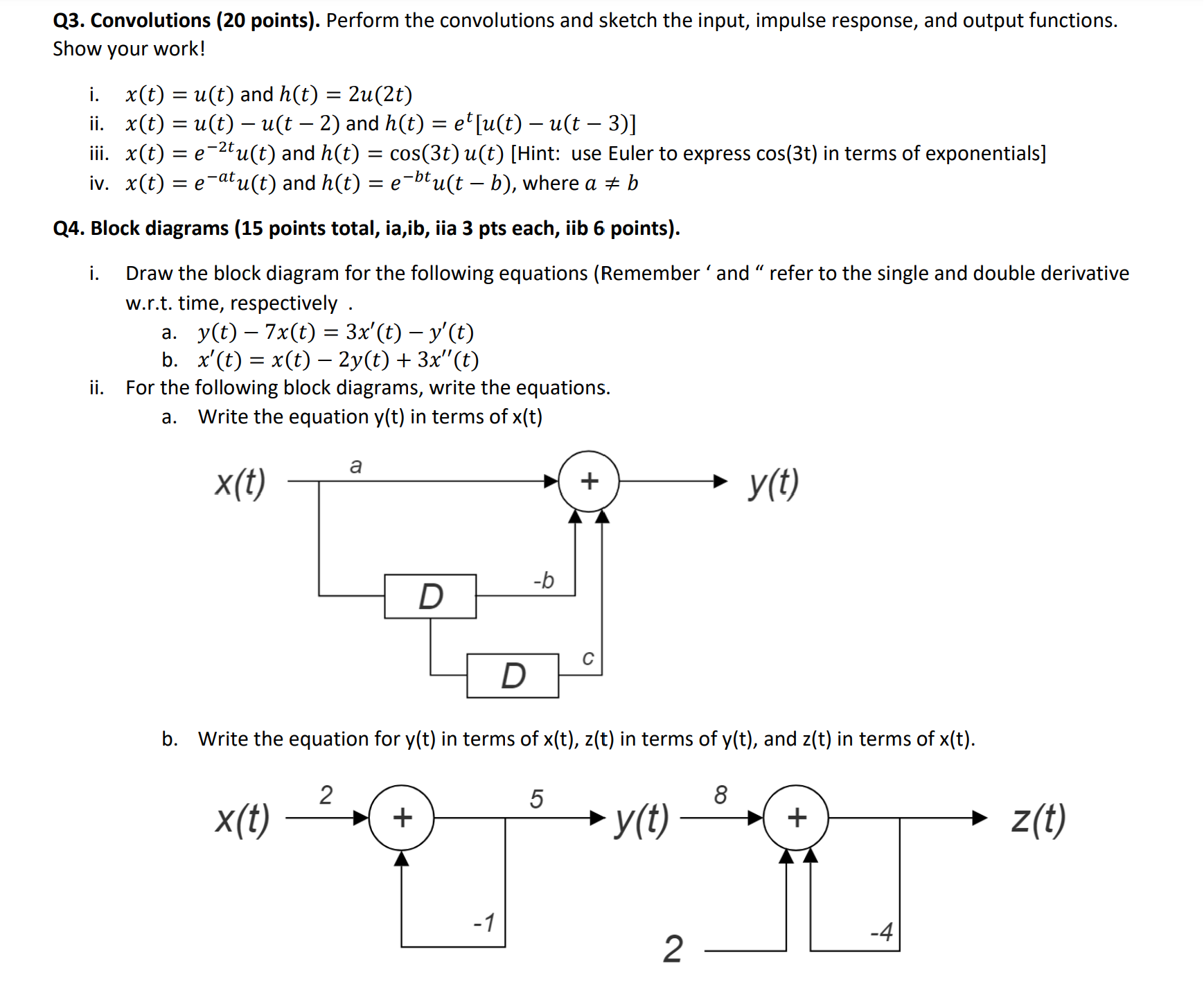Solved Q3. Convolutions (20 points). Perform the | Chegg.com