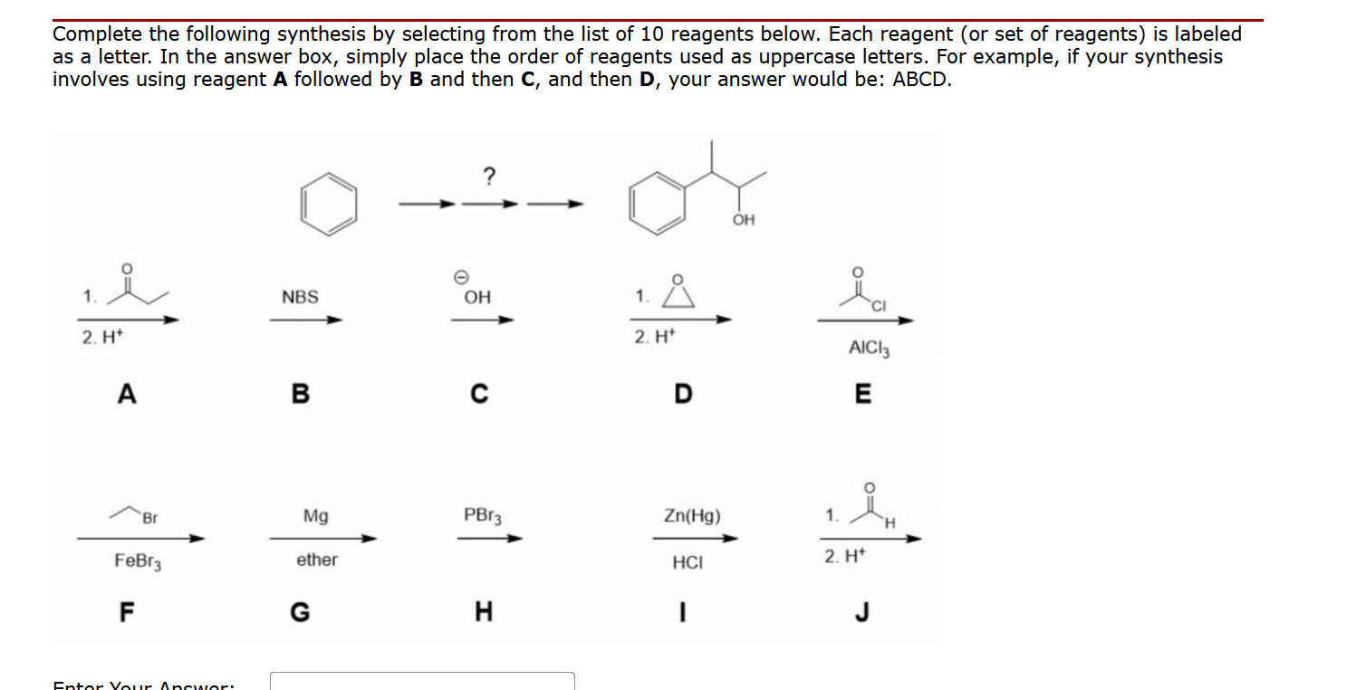 Solved Complete the following synthesis by selecting from | Chegg.com