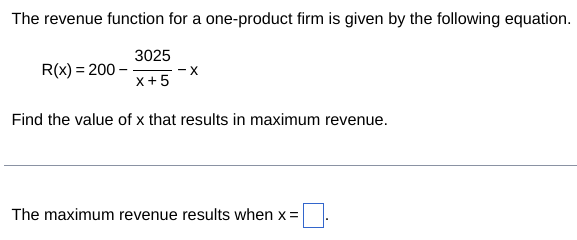 Solved The revenue function for a one-product firm is given | Chegg.com
