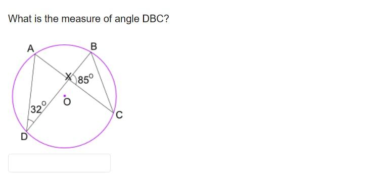 Solved What is the measure of angle DBC? А. B 85° 32 C D | Chegg.com