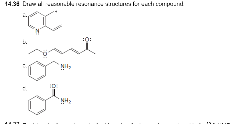 Solved 14.36 Draw all reasonable resonance structures for | Chegg.com