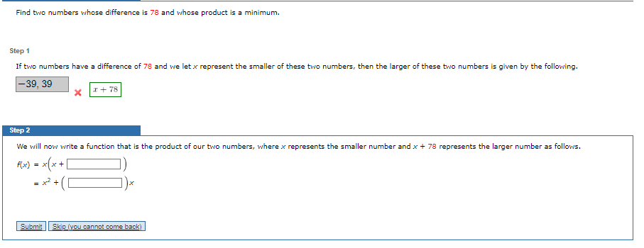 Solved Find two numbers whose difference is 78 and whose | Chegg.com Solved Find two numbers whose difference is 78 and whose | Chegg.com