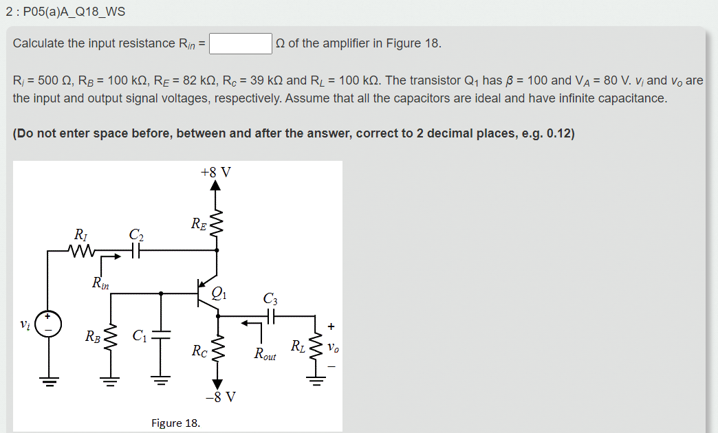 Solved Calculate the input resistance Rin = Ω of the | Chegg.com