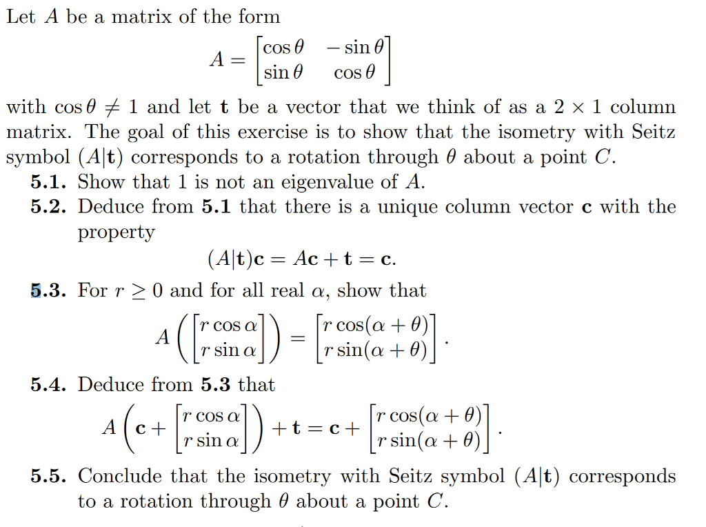 Solved Let A be a matrix of the form os θ -sin sin θ cos θ | Chegg.com