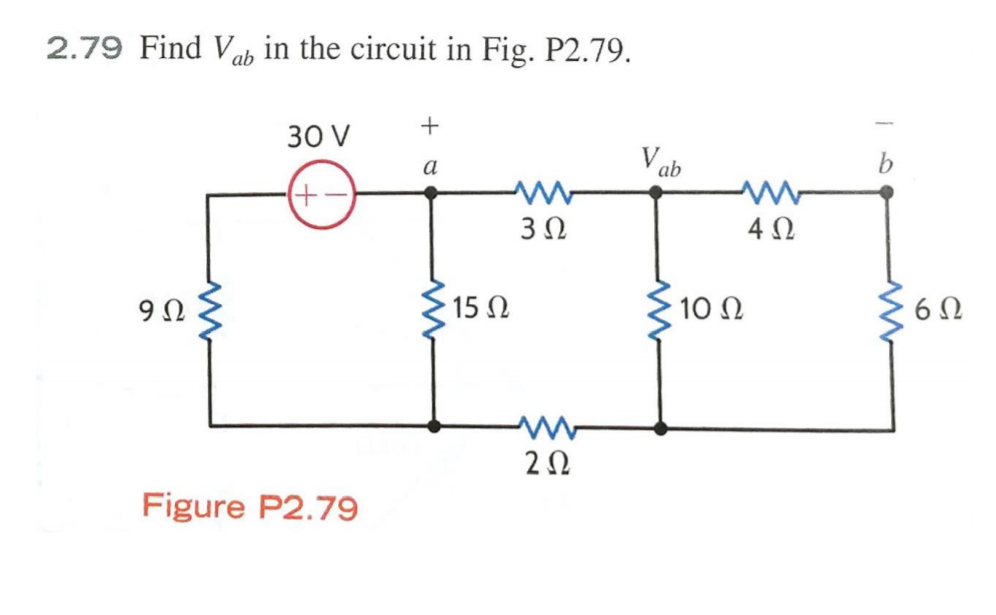 Solved 2.79 Find Vab in the circuit in Fig. P2.79. + 30V a | Chegg.com