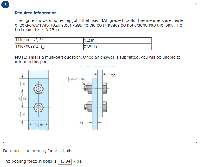 Solved !Required InformationThe figure shows a bolted lap | Chegg.com