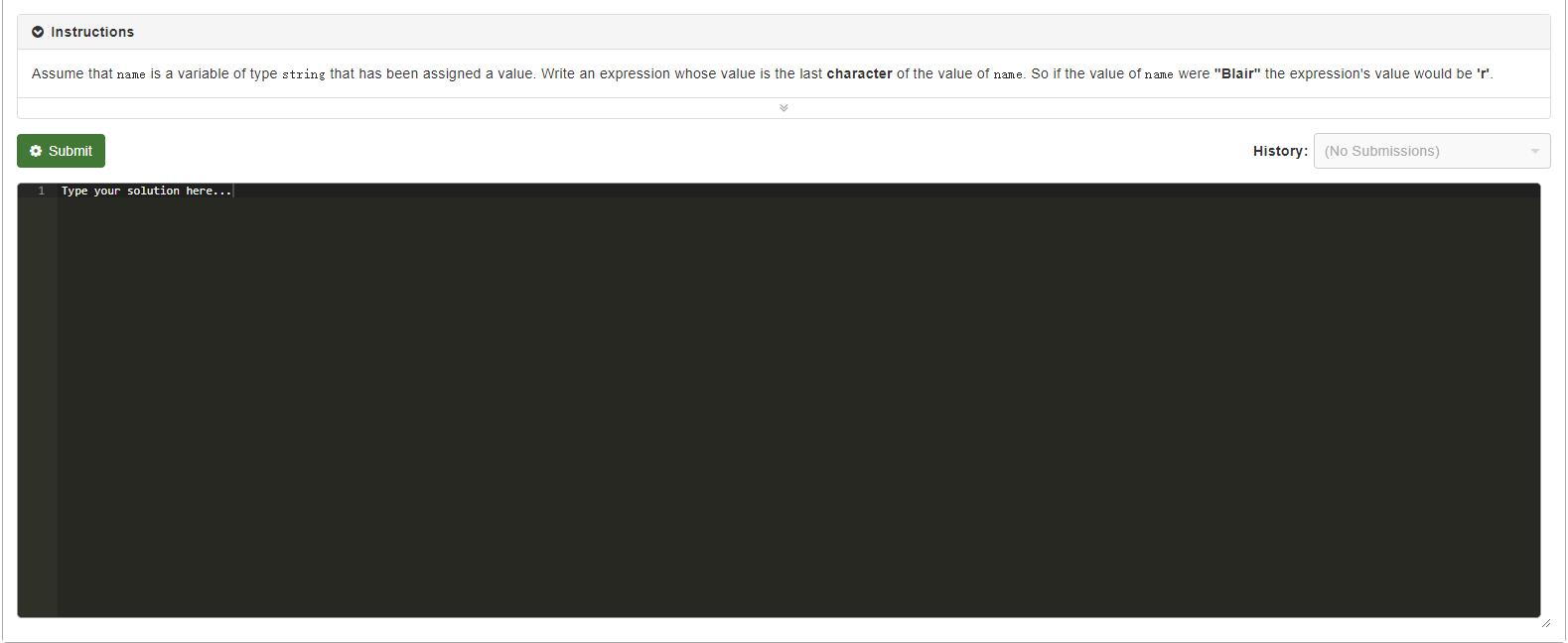Solved Instructions Assume that name is a variable of type | Chegg.com