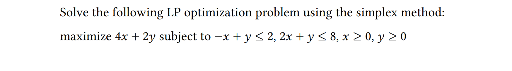 Solved Solve the following LP optimization problem using the | Chegg.com