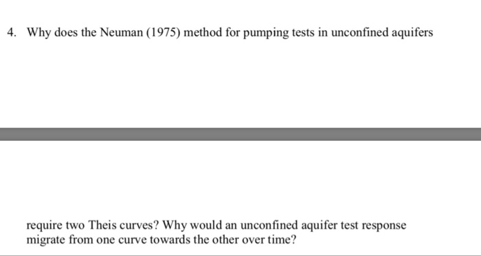 Solved 4. Why does the Neuman (1975) method for pumping | Chegg.com