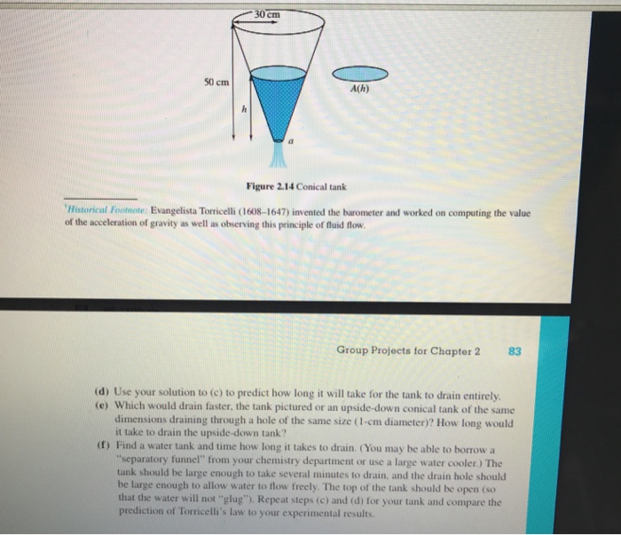 Solved C Torricelli's Law of Fluid Flow Courtesy of Randall | Chegg.com