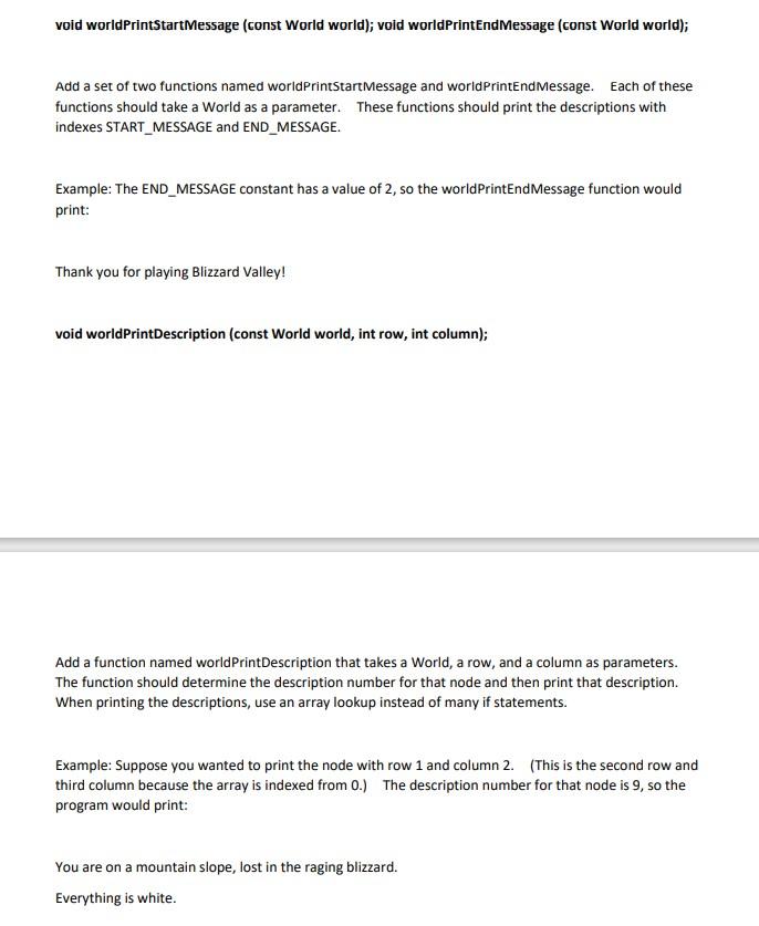 Solved void worldClear (World world); Add code to the | Chegg.com