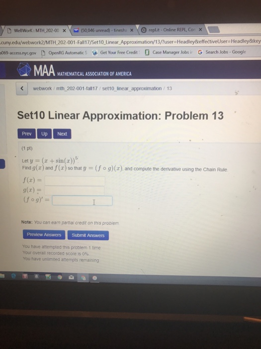 Solved D WeBWorK: MTH-202-00 、 (50,046 unread), tinesh/X | Chegg.com