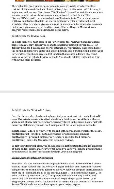 Solved The goal of this programming assignment is to create | Chegg.com