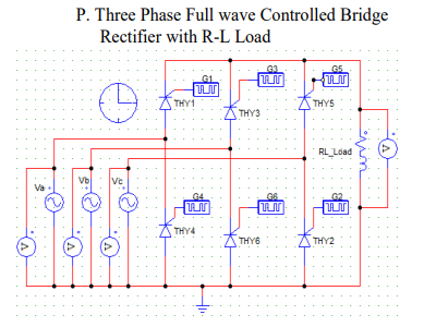 Solved P. Three Phase Full wave Controlled Bridge Rectifier | Chegg.com