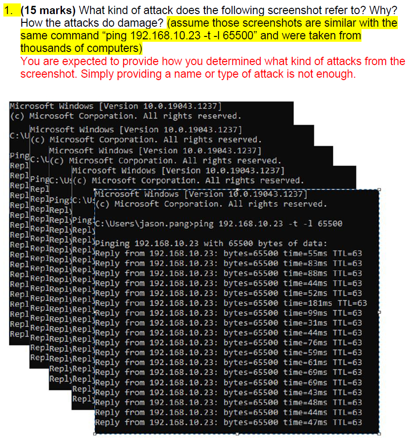 Solved What kind of attack does the following screenshot | Chegg.com