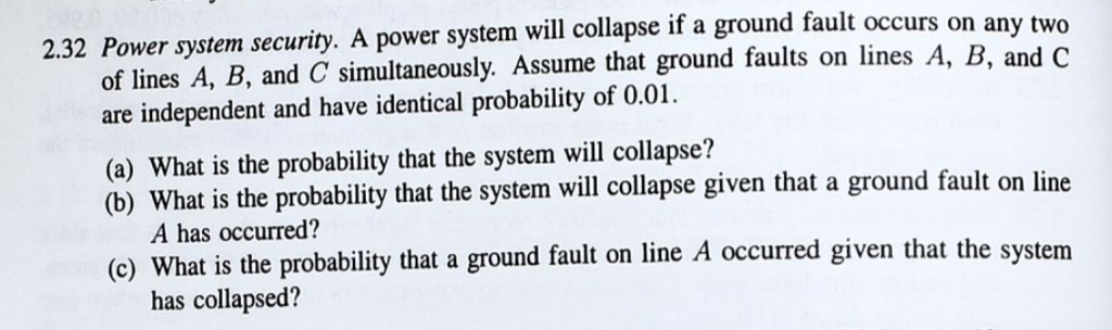 Solved 2.32 Power system security. A power system will | Chegg.com