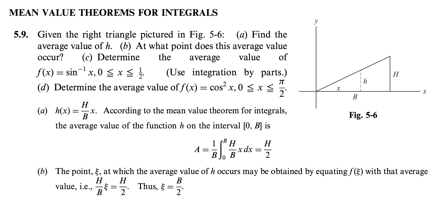 Solved MEAN VALUE THEOREMS FOR INTEGRALS 5.9. Given the | Chegg.com