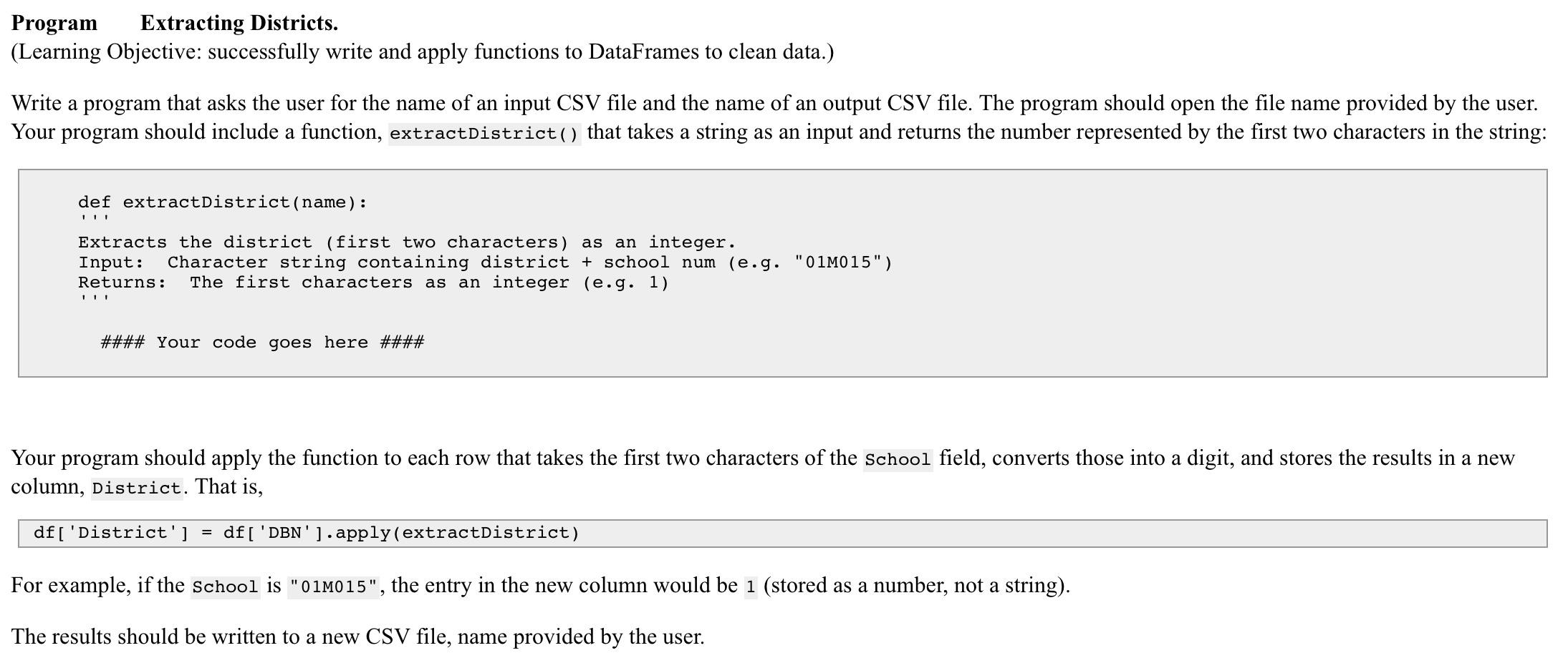 Solved Program Extracting Districts. (Learning Objective: | Chegg.com