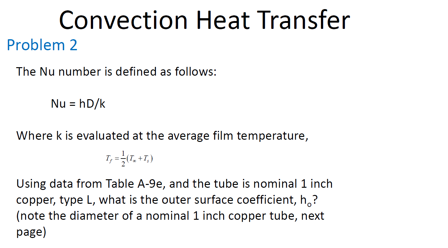 Convection Heat Transfer Problem 2 The Nu number is | Chegg.com