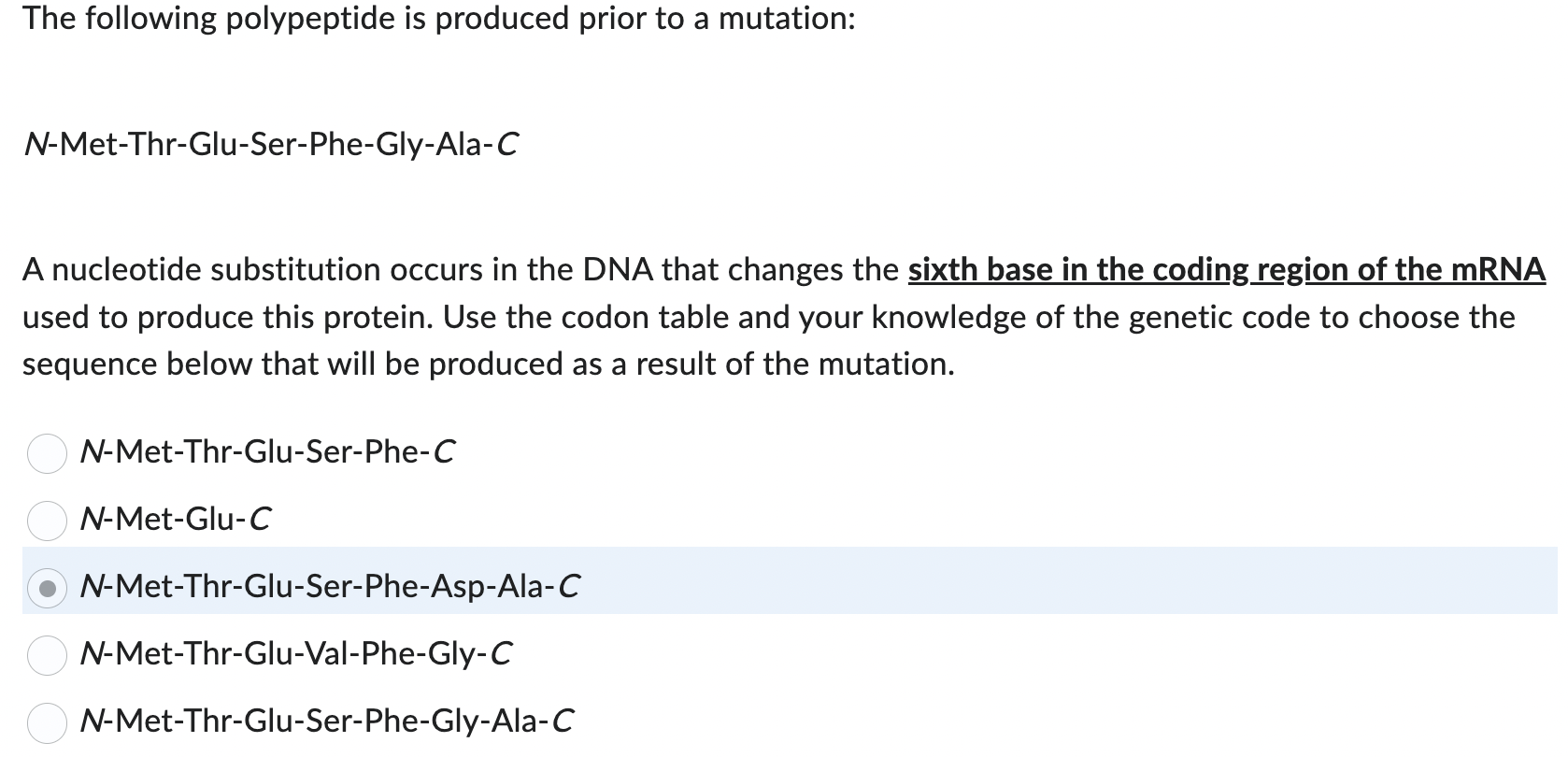 Solved The following polypeptide is produced prior to a | Chegg.com