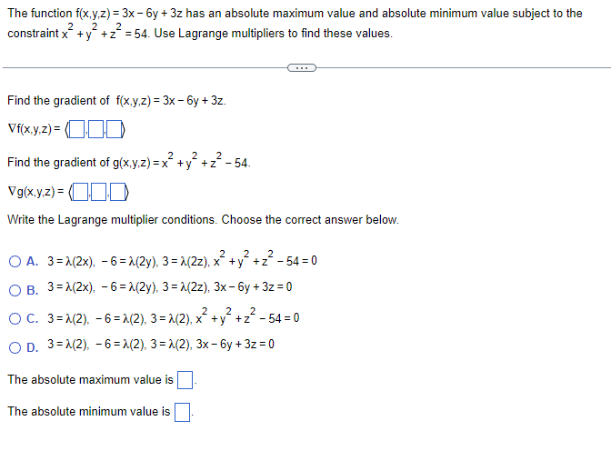 Solved Find gradientrs,Lagrange and max and min | Chegg.com