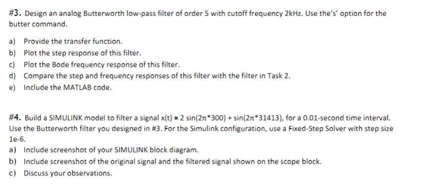 3 Design An Analog Butterworth Low Pass Filter Of