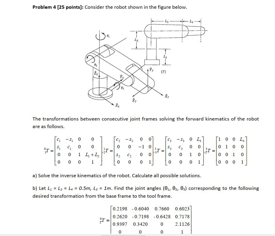 Solved Problem 4 [25 points]: Consider the robot shown in | Chegg.com