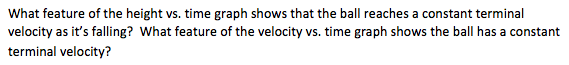 Solved What feature of the height vs. time graph shows that | Chegg.com
