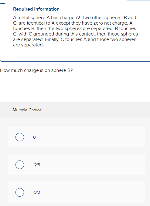 Solved Required informationA metal sphere A has charge \( ﻿Q | Chegg.com