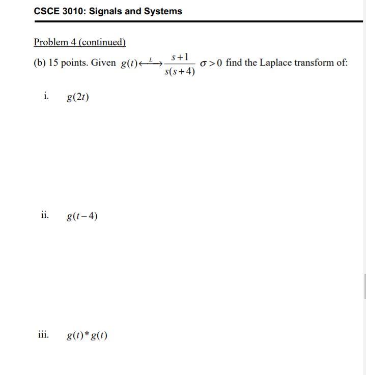 Solved CSCE 3010: Signals and Systems Problem 4 (continued) | Chegg.com