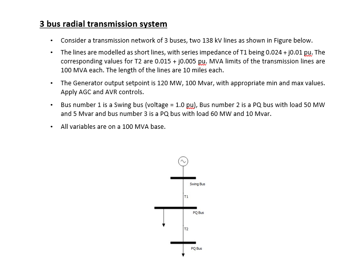 Solved 3 bus radial transmission system Consider a | Chegg.com