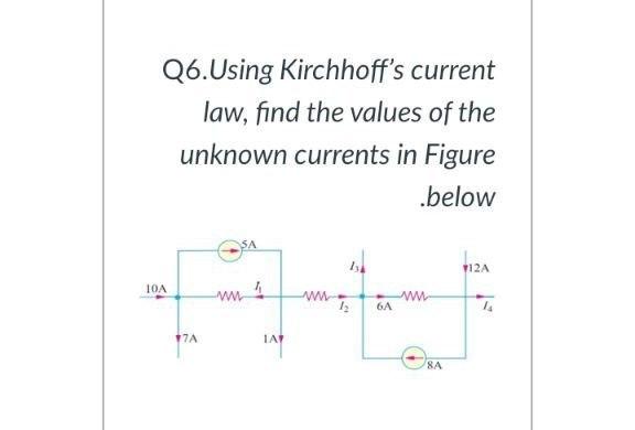 Solved Q6.Using Kirchhoff's current law, find the values of | Chegg.com
