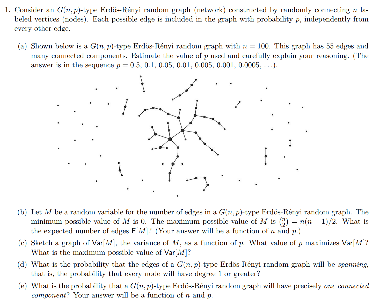 Solved Consider an G(n,p)-type Erdös-Rényi random graph | Chegg.com