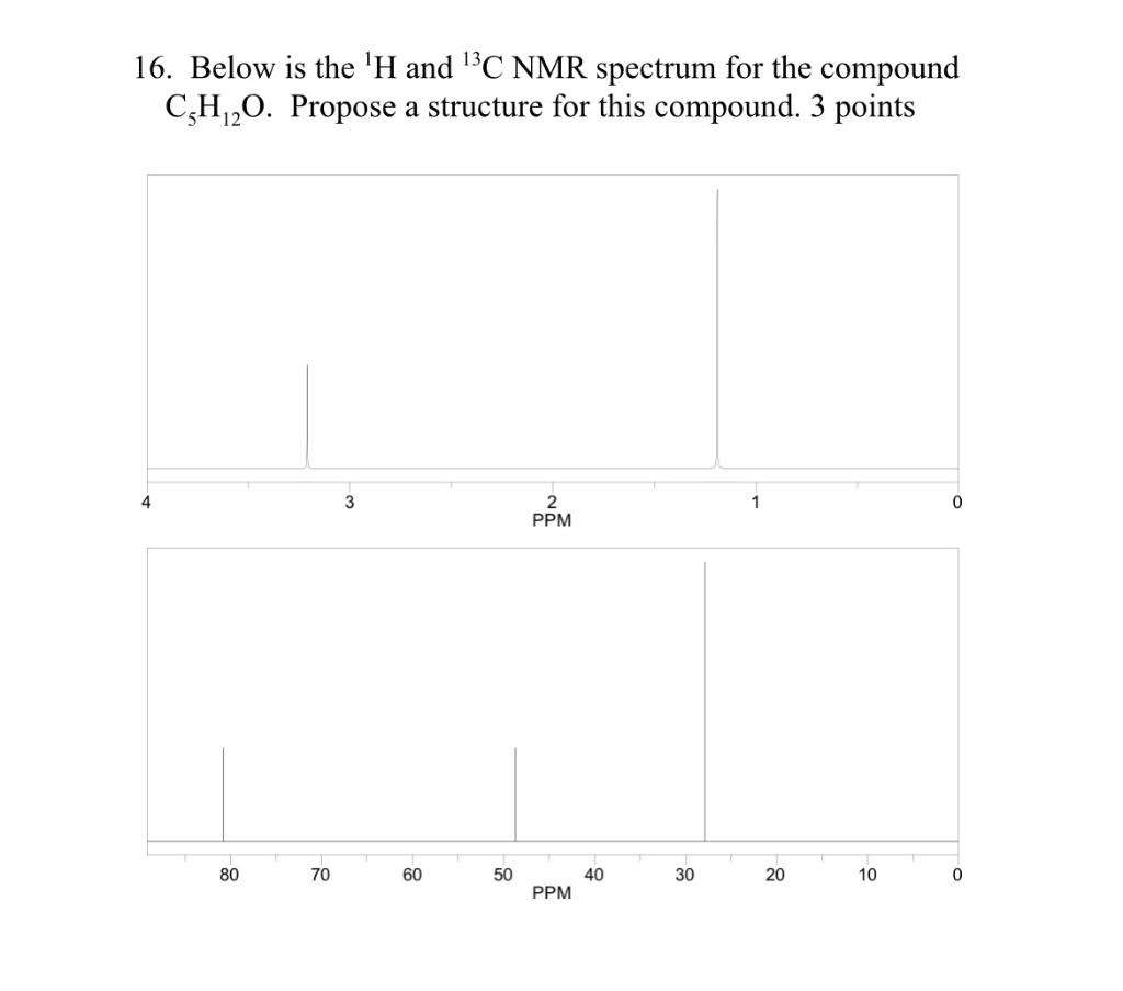 Solved 16. Below is the 1H and 13C NMR spectrum for the | Chegg.com