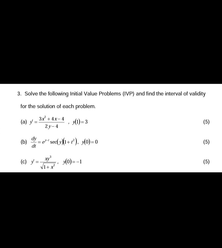 Solved 3. Solve the following Initial Value Problems (IVP) | Chegg.com