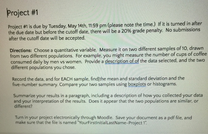 Solved Project #1 Project #1 is due by Tuesday, May 14th, | Chegg.com