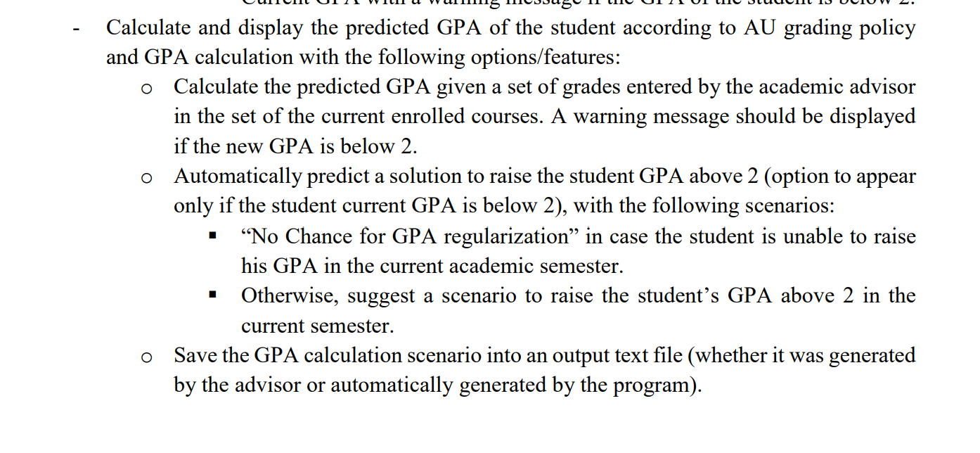 Solved Calculate And Display The Predicted Gpa Of The