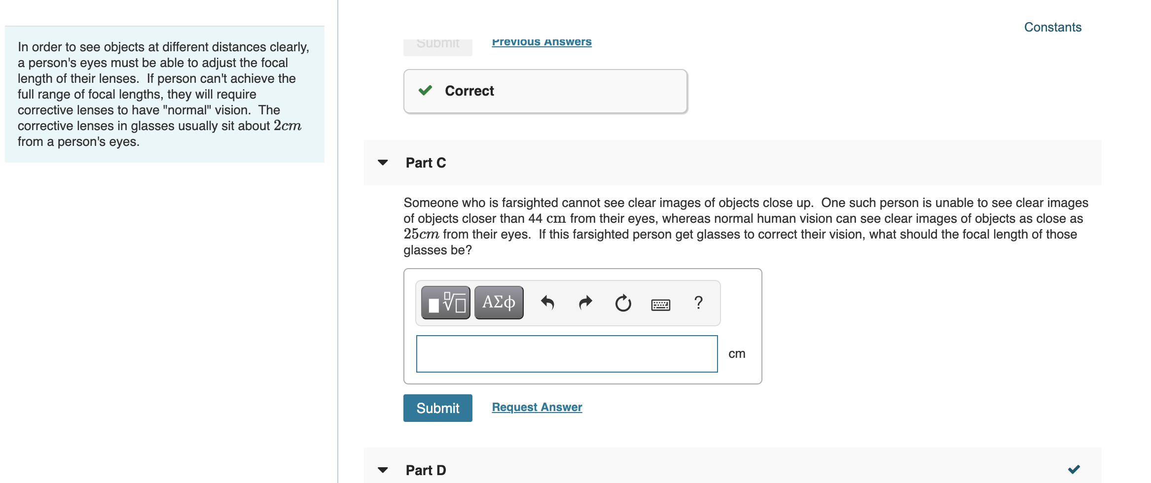 Solved Constants Submit Previous Answers In order to see | Chegg.com