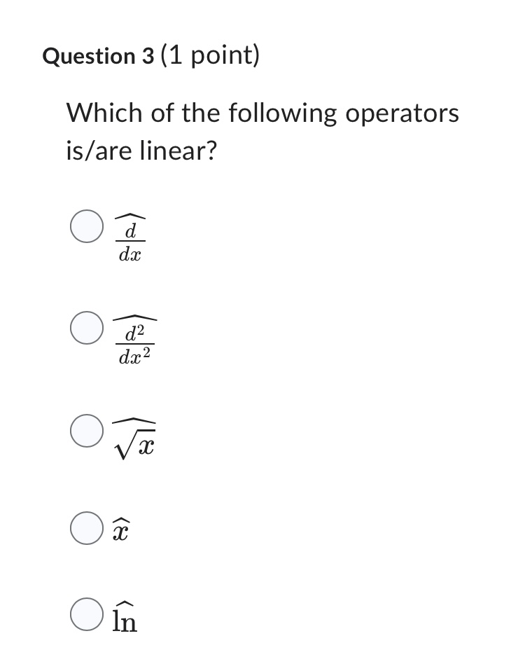 Solved Question 3 (1 point) Which of the following operators | Chegg.com