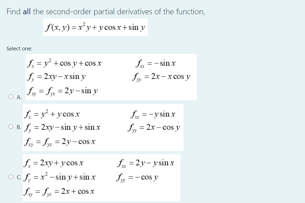 Solved Find all the second-order partial derivatives of the | Chegg.com