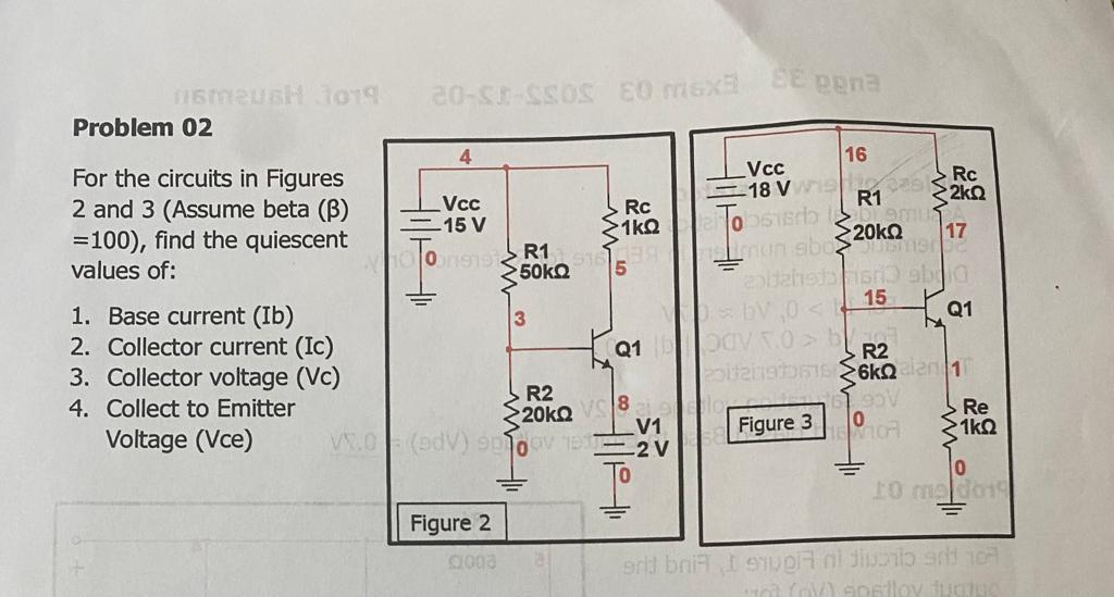 Solved For the circuits in Figures 2 and 3 (Assume beta ( β | Chegg.com