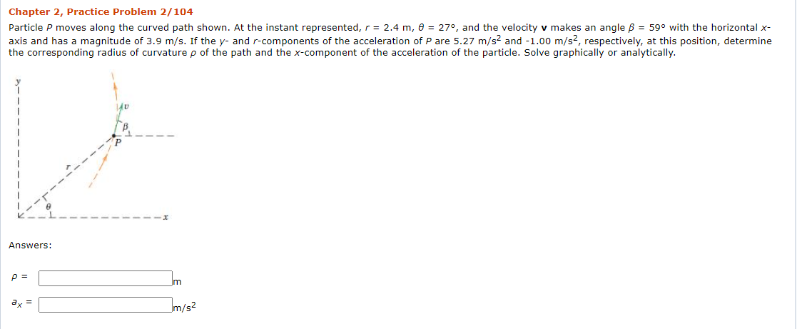 Solved Chapter 2, Practice Problem 2/104 Particle P moves | Chegg.com