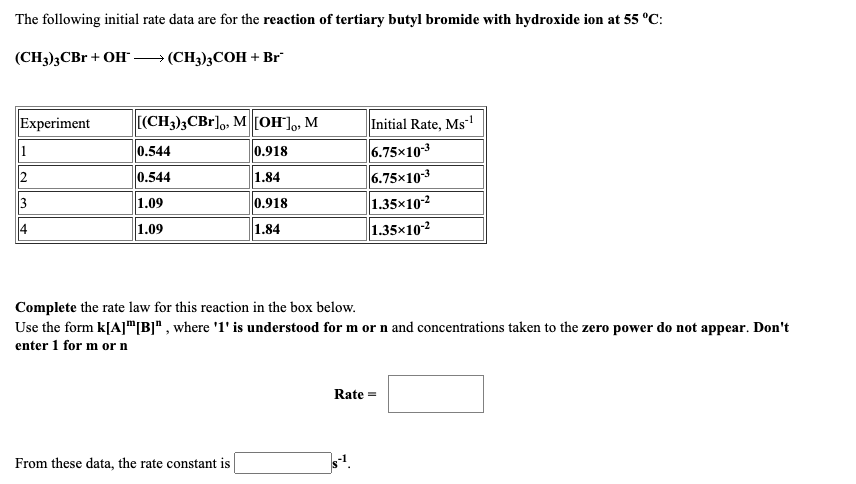 Solved Use The Method Of Initial Rates To Determine Rate