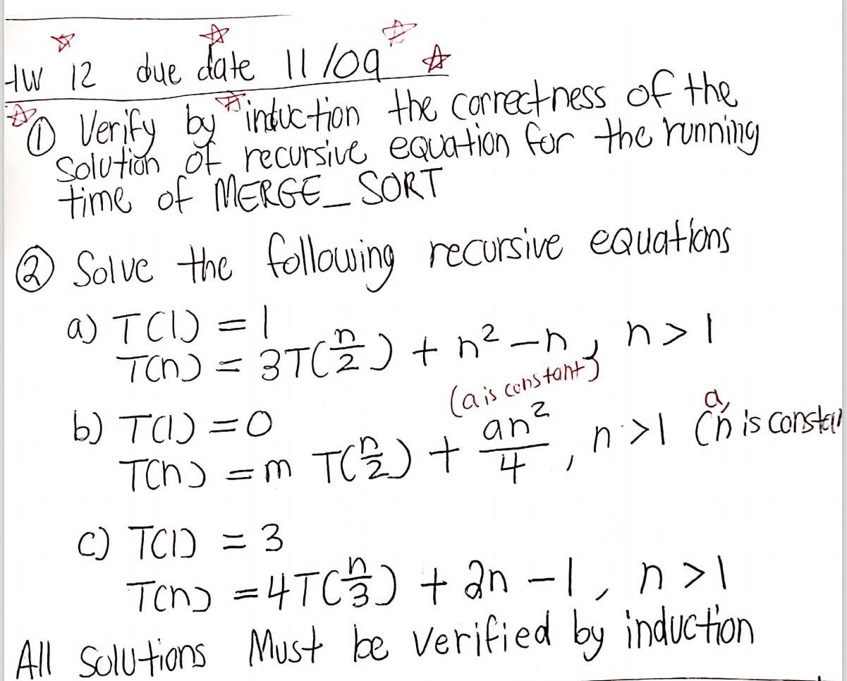 Solved I need help solving these recursive equations (I | Chegg.com
