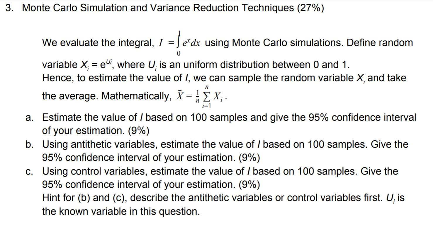 3 Monte Carlo Simulation And Variance Reduction