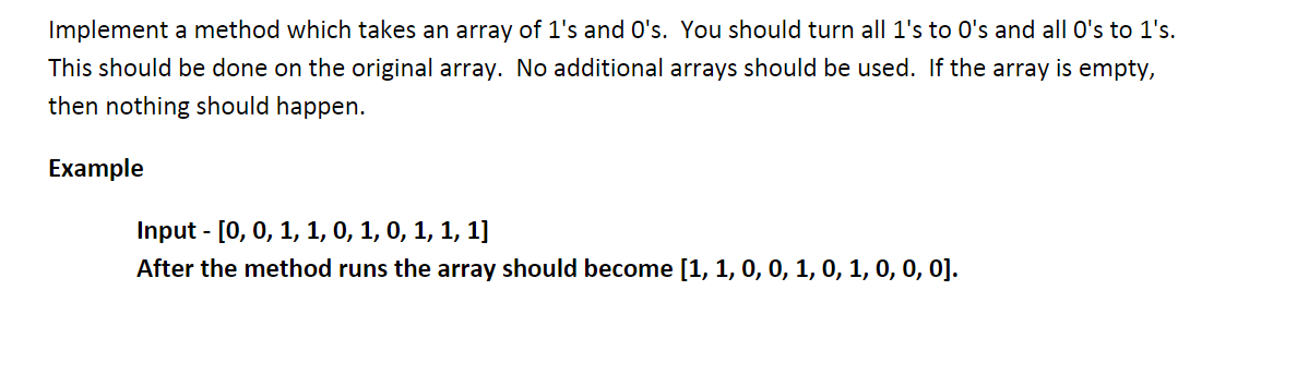 Solved Implement a method which takes an array of 1′ s and | Chegg.com